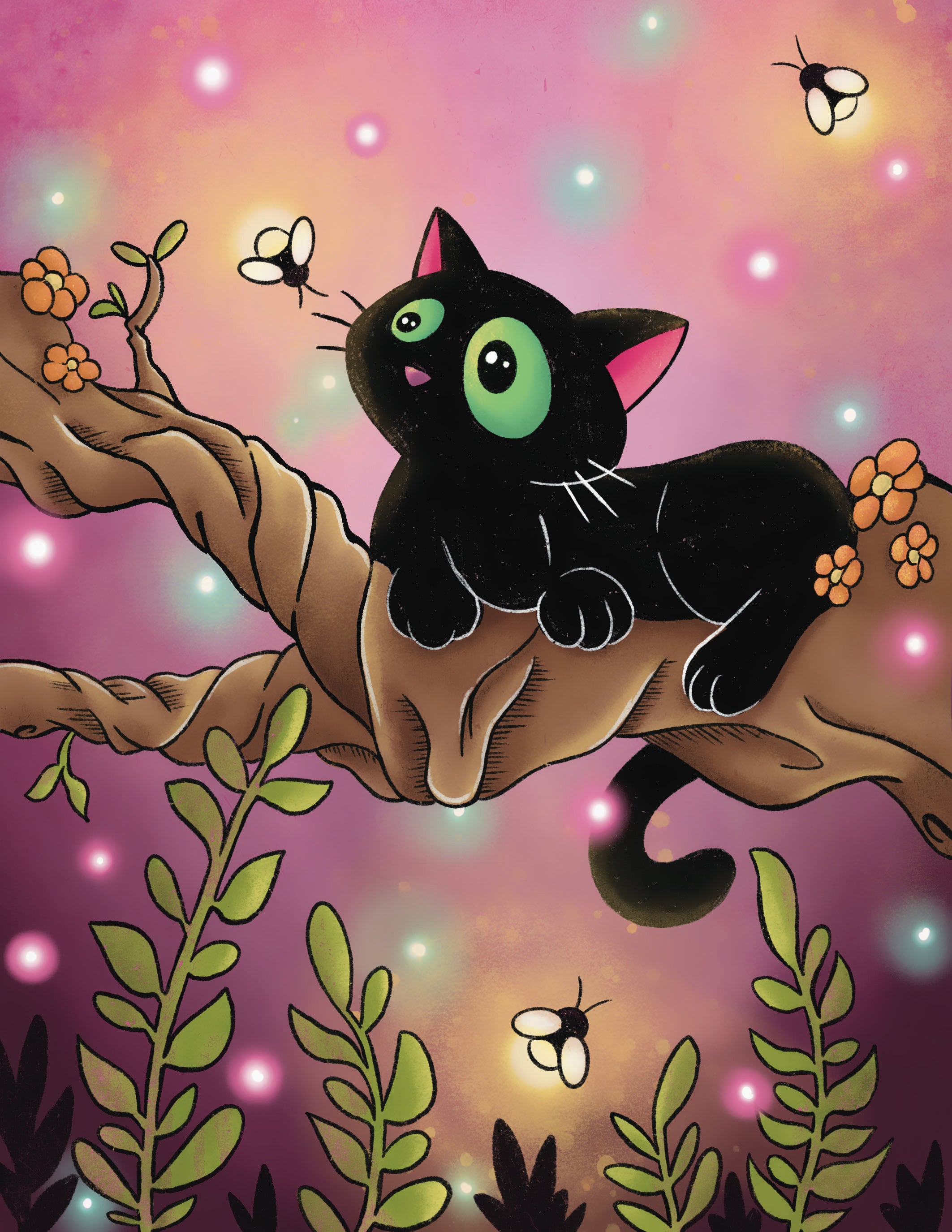 Black Cat With Fireflies – Jaded Gem Shop