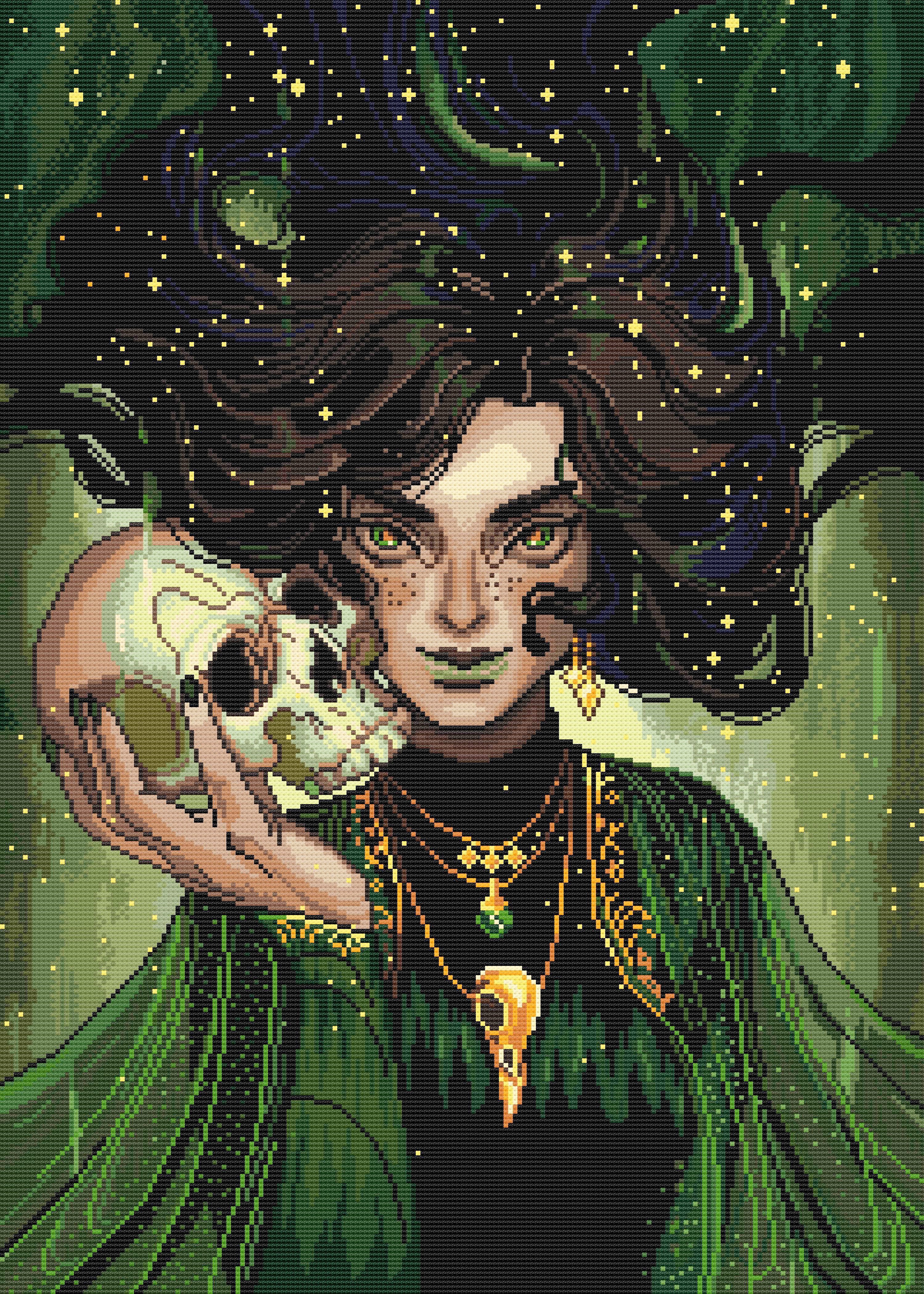 Necromancer | Pixel Charted | Ready To Ship – Jaded Gem Shop