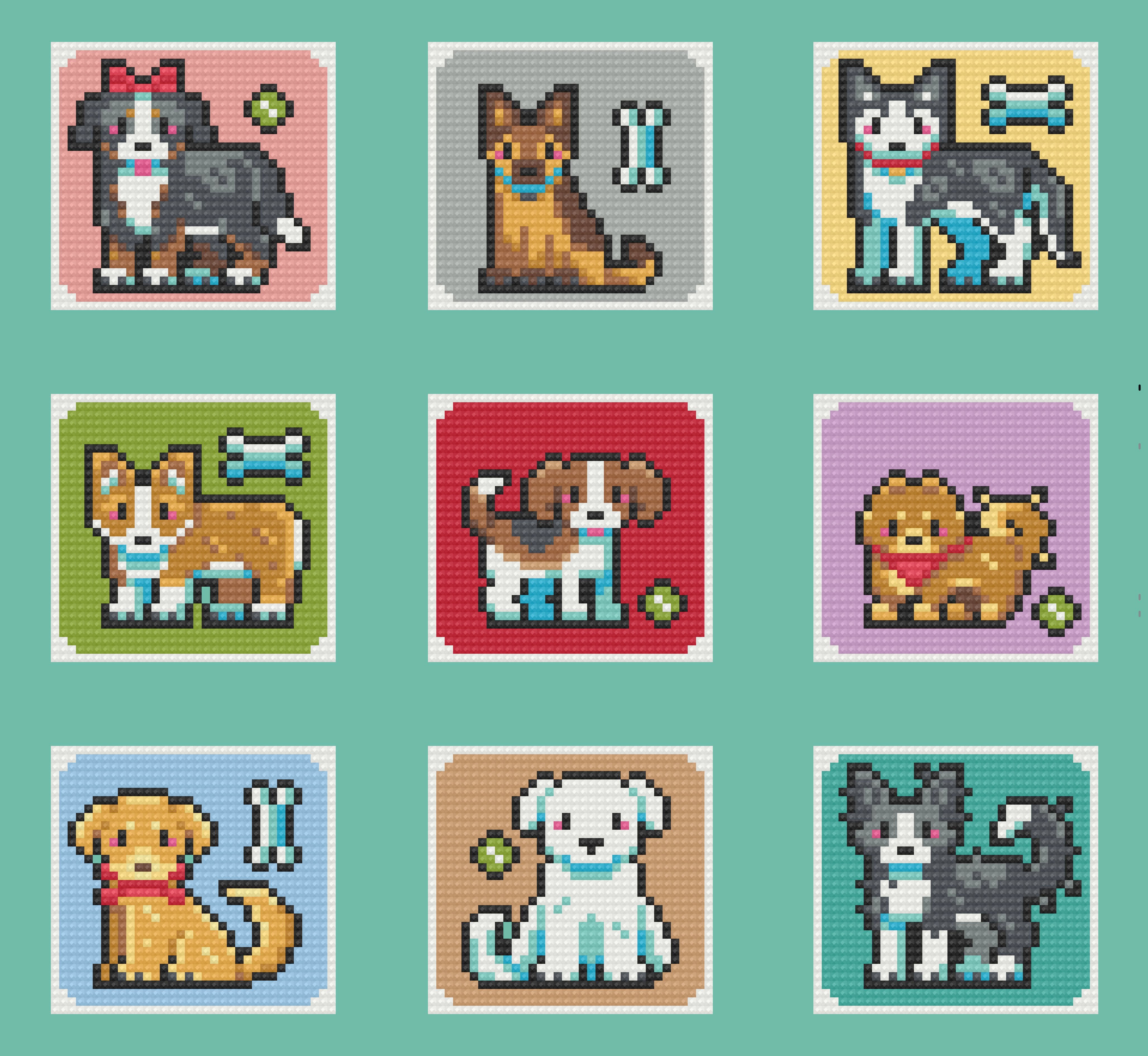 Pixel Pups | Minis | Pixel Charted | Ready To Ship – Jaded Gem Shop