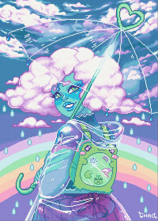 April Showers | Pixel Charted | Ready to Ship – Jaded Gem Shop