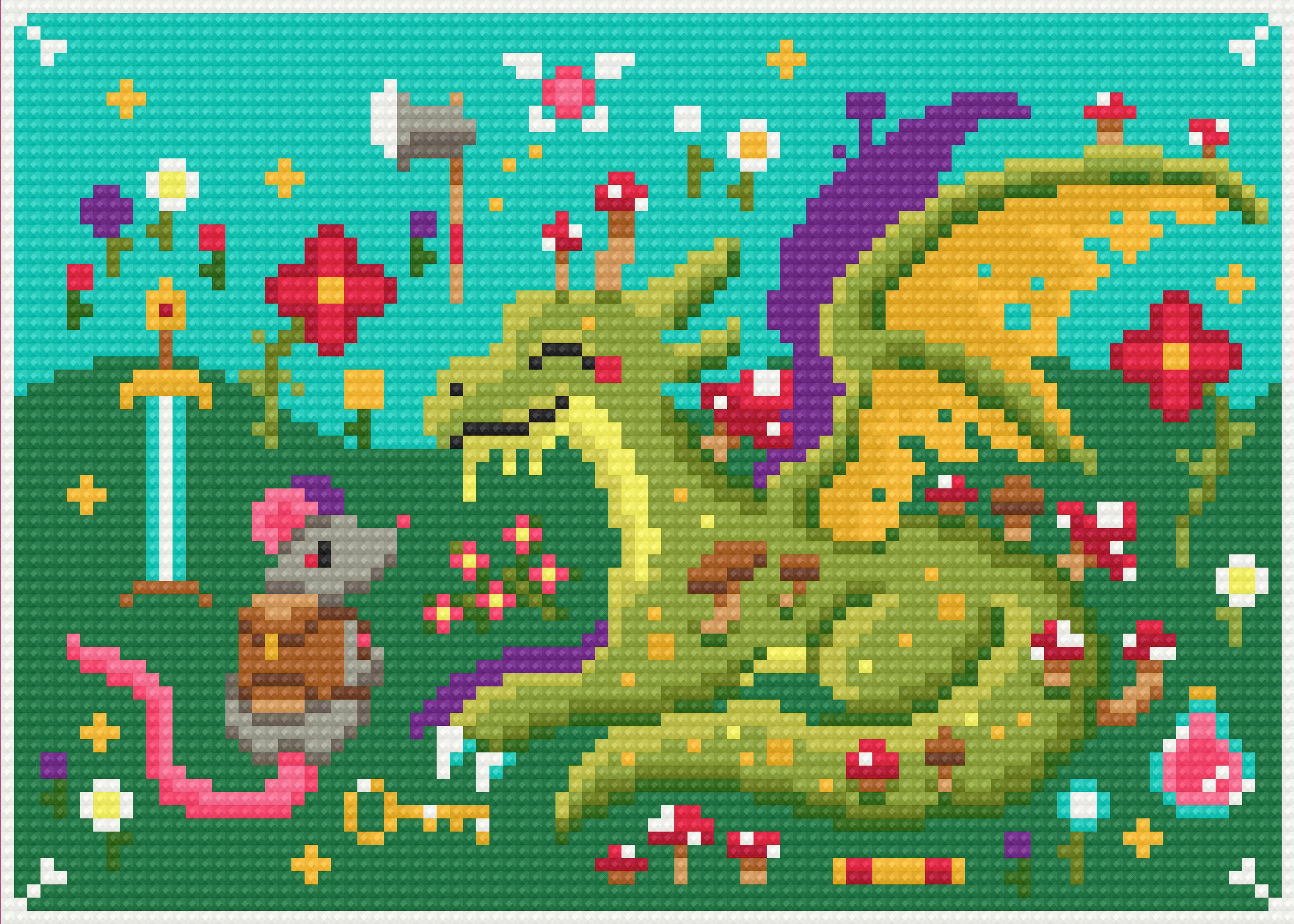Tales of the Swamp Dragon | Pixel Charted | Ready to Ship – Jaded Gem Shop