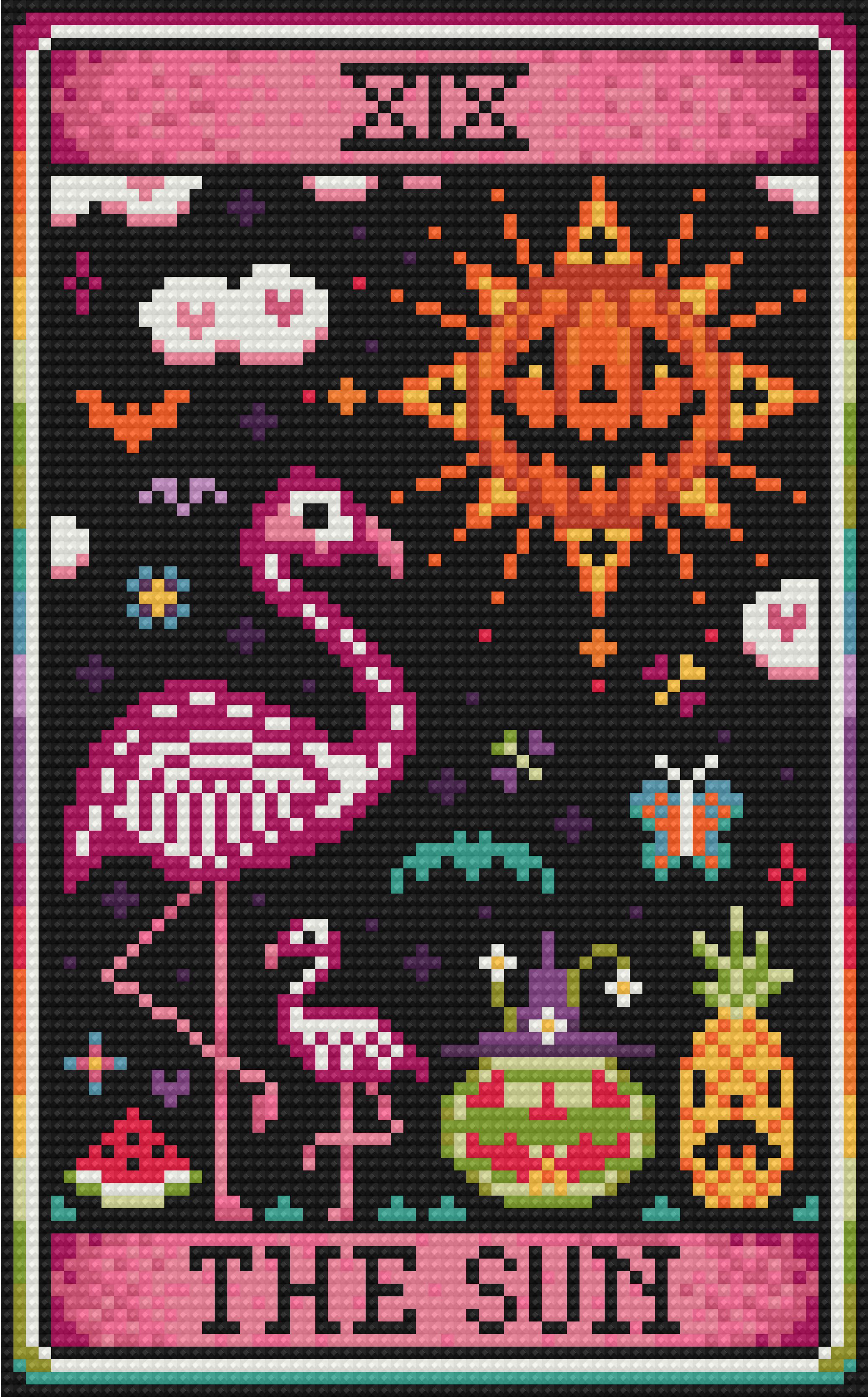 The Sun XIX | Pixel Charted | Ready To Ship – Jaded Gem Shop