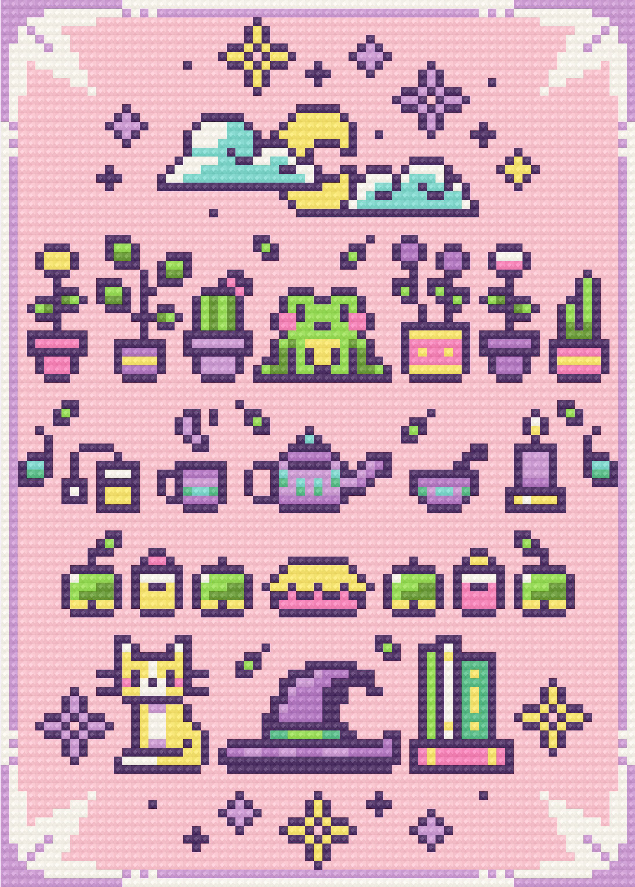 Simple Spells | Pixel Charted | Ready To Ship – Jaded Gem Shop