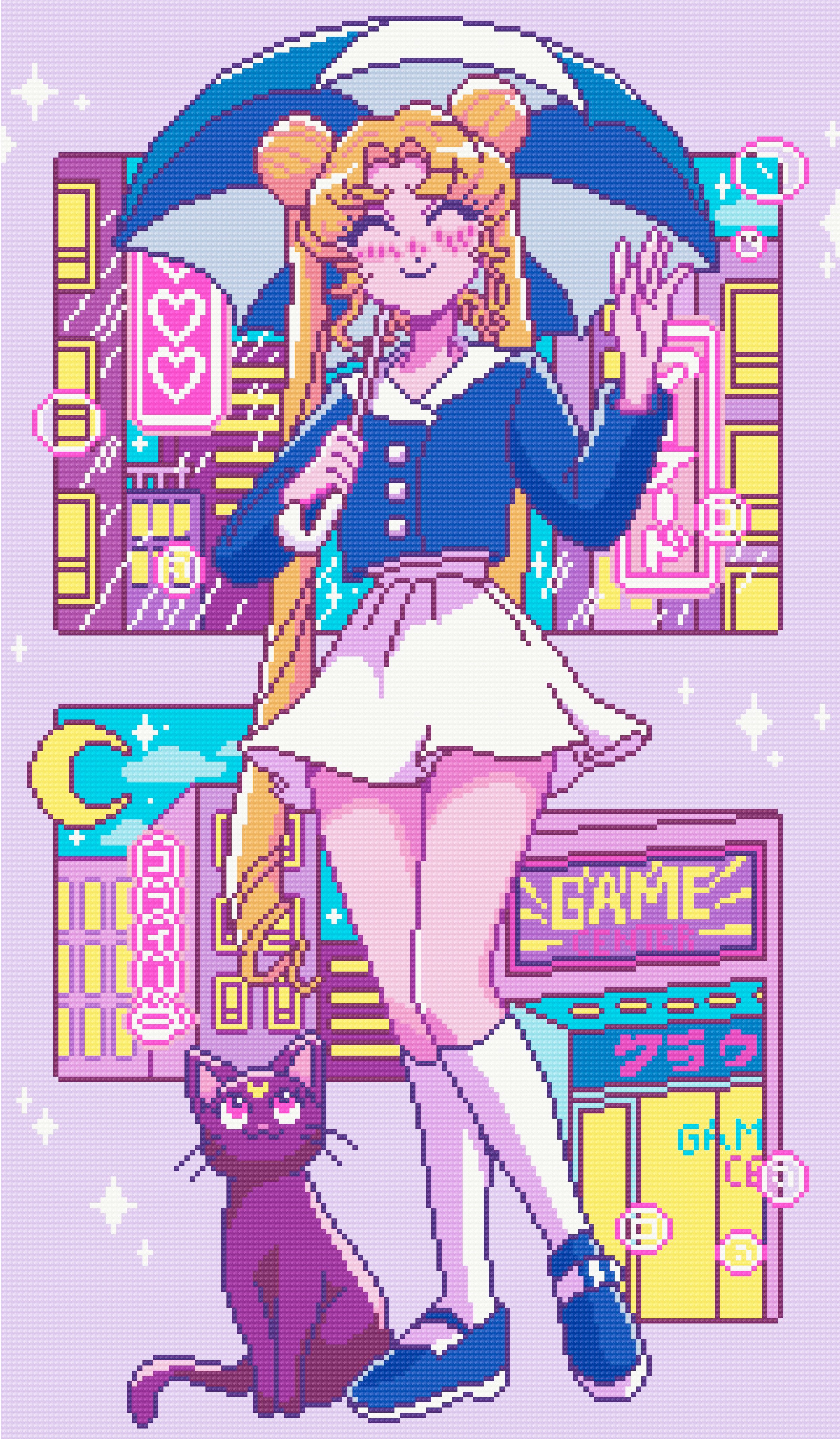 Usagi City | Pixel Charted | Ready To Ship – Jaded Gem Shop